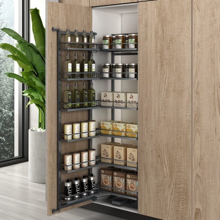Ebco Pantry Unit Soft Close - 12 Baskets | Steel/Glass | 450-600mm ...